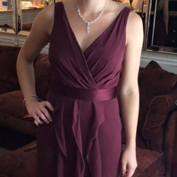 Vera Wang Dresses Vneck Wrapped Bodice Dress With Satin Belt Poshmark